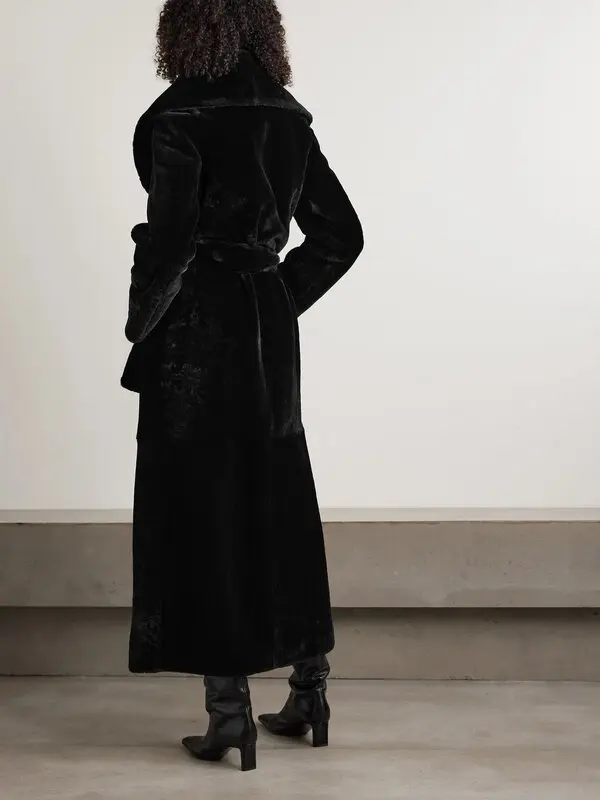 Nour Hammour Giovanna Belted Shearling Coat