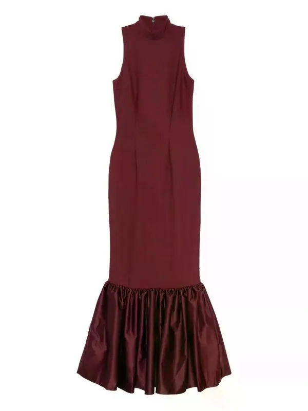 ROTATE BY BIRGER CHRISTENSEN Sleeveless High Neck Maxi Dress With Ruffled Hem