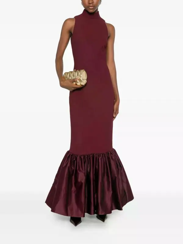 ROTATE BY BIRGER CHRISTENSEN Sleeveless High Neck Maxi Dress With Ruffled Hem