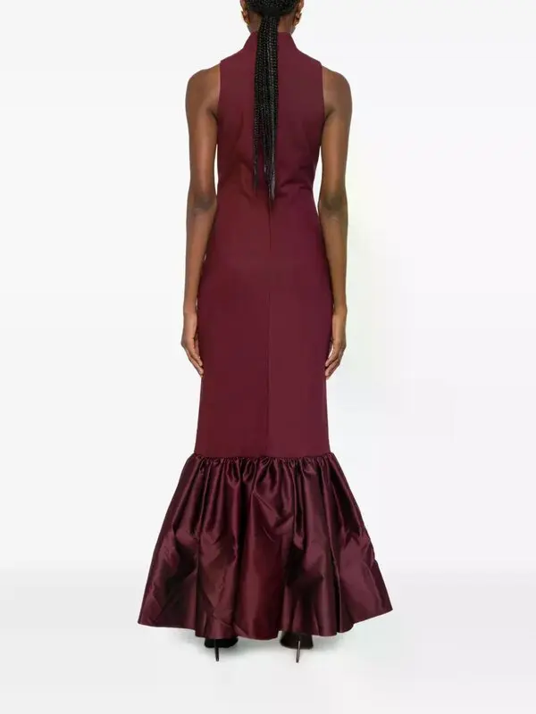 ROTATE BY BIRGER CHRISTENSEN Sleeveless High Neck Maxi Dress With Ruffled Hem