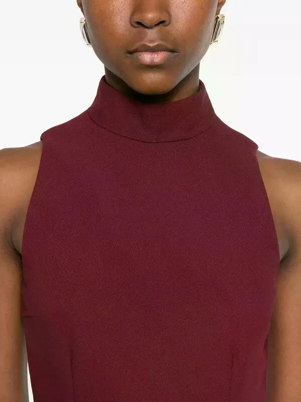 ROTATE BY BIRGER CHRISTENSEN Sleeveless High Neck Maxi Dress With Ruffled Hem