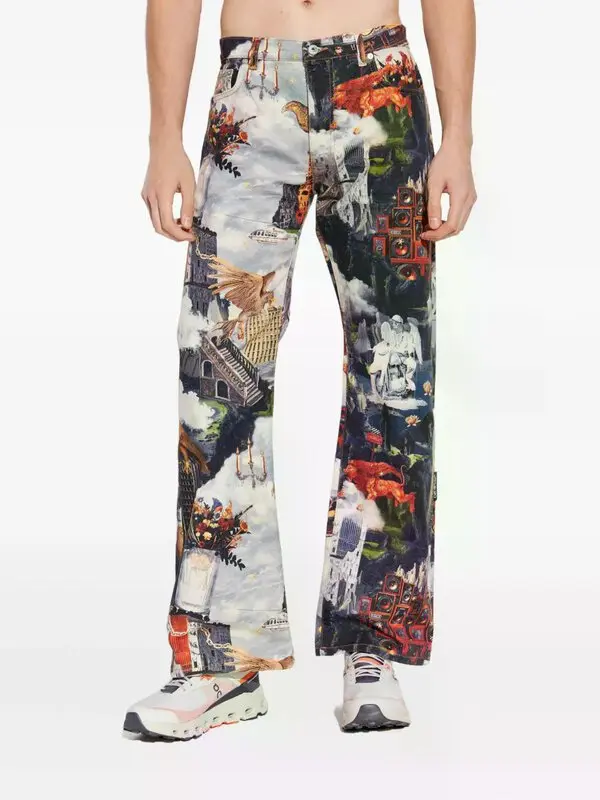 Off-White Printed Wide-leg Jeans