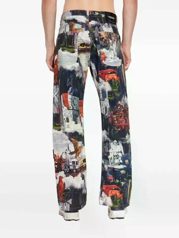 Off-White Printed Wide-leg Jeans
