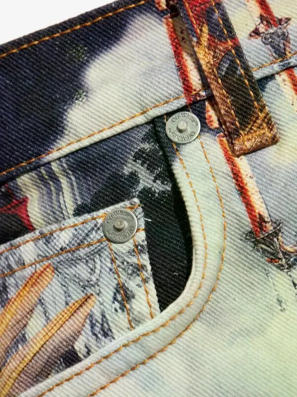 Off-White Printed Wide-leg Jeans