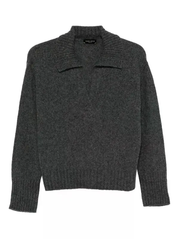 ROBERTO COLLINA Mélange-effect Polo Jumper - Grey