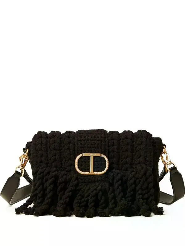 TWINSET Fringed Logo Plaque Satchel