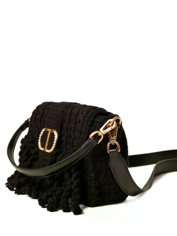TWINSET Fringed Logo Plaque Satchel