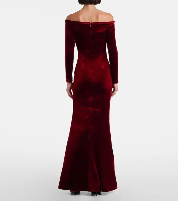 Roland Mouret Off-shoulder Velvet Gown