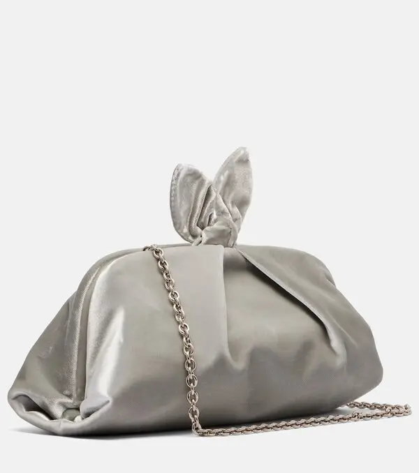AQUAZZURA Bow Tie Velvet Clutch - Silver