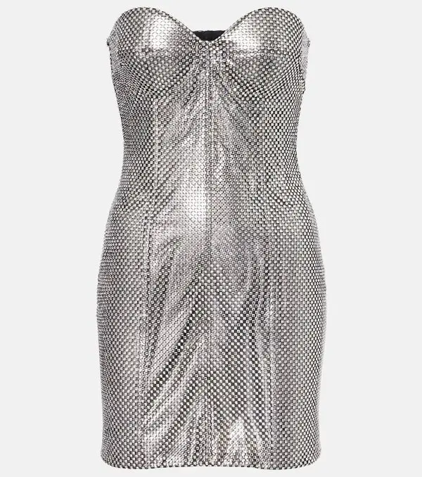 Dolce & Gabbana Embellished Corset Minidress - Silver