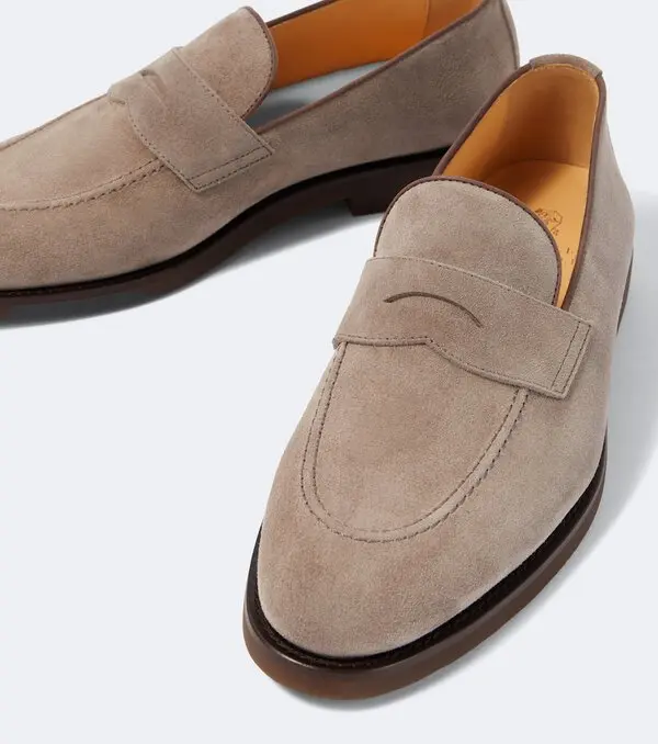 Brunello Cucinelli Suede Penny Loafers - Grey