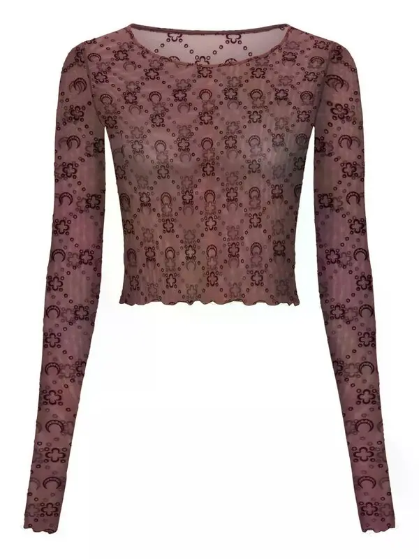 MARINE SERRE Moonogram Flocked Mesh Top - Pink