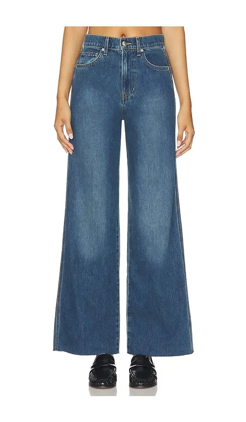 Veronica Beard Taylor Cropped Wide Leg Jeans - Blue