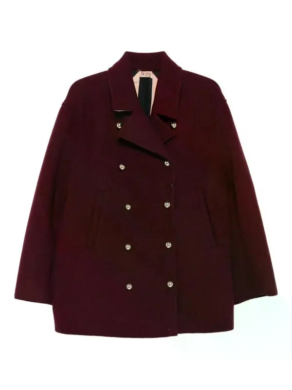 N°21 Double-breasted Coat With Flap Pockets - Red