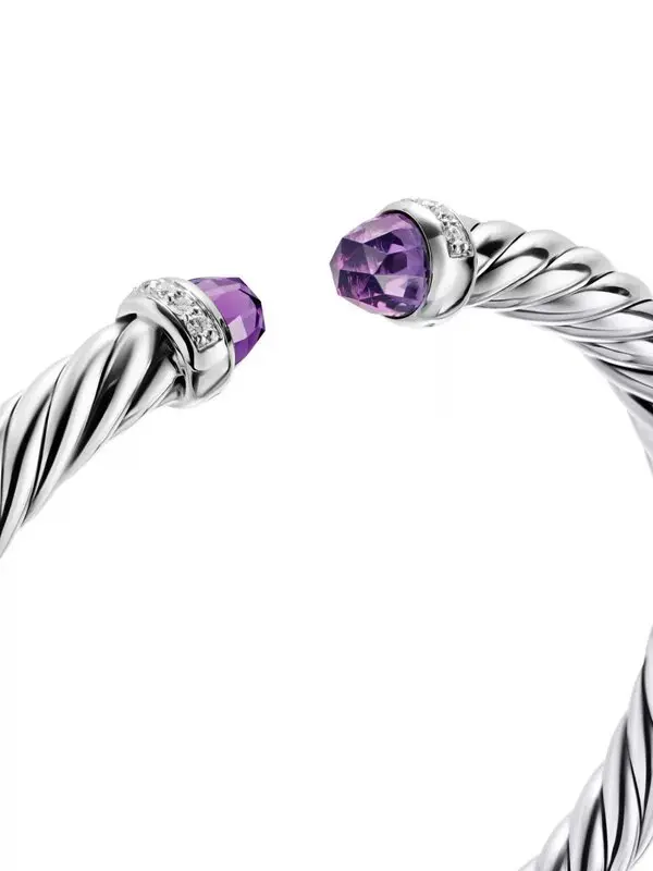 David Yurman Sterling Amethyst And Diamond Cable Flex® Cuff Bracelet