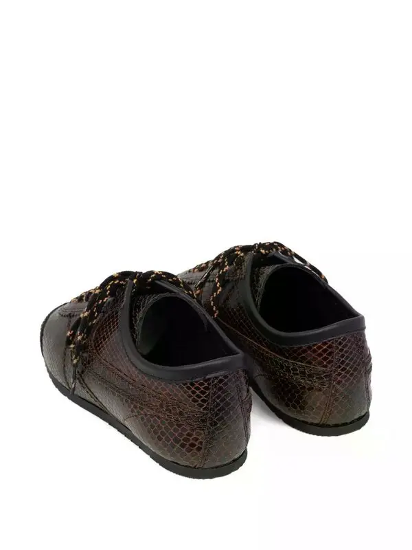 Dries Van Noten Snakeskin Effect Leather Lace-up Sneakers - Brown