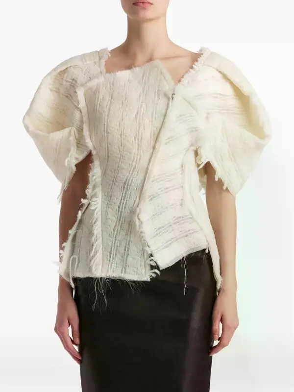 Khaite Quan Frayed-sleeve Top - Neutrals
