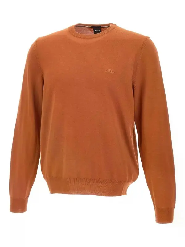 BOSS Crew Neck Embroidered Wool Sweater