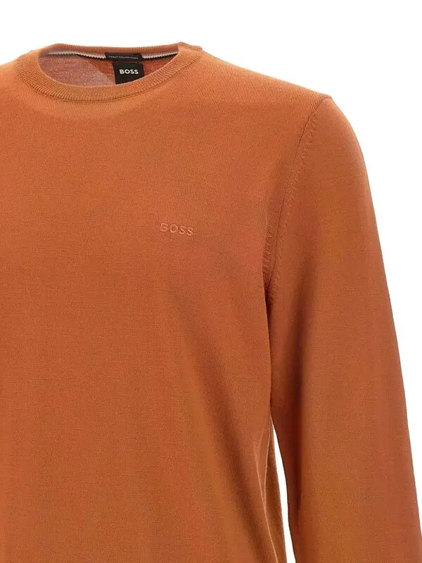 BOSS Crew Neck Embroidered Wool Sweater