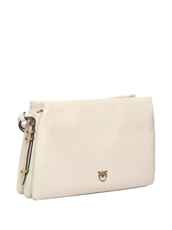 Pinko Logo Plaque Shoulder Bag - Neutrals