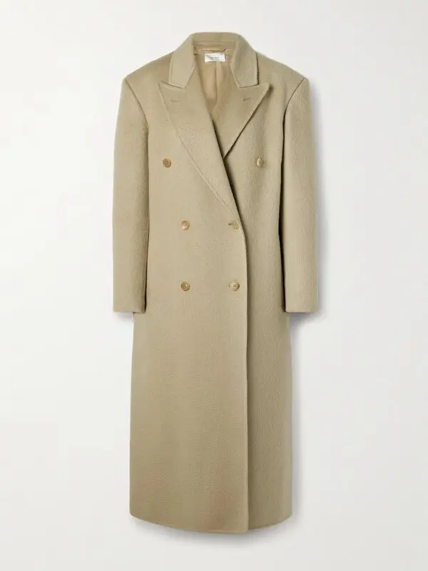 THE ROW Hariet Oversized Double-breasted Brushed-cashmere Coat - Neutrals