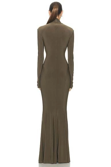Norma Kamali Long Sleeve Turtleneck Fishtail Gown