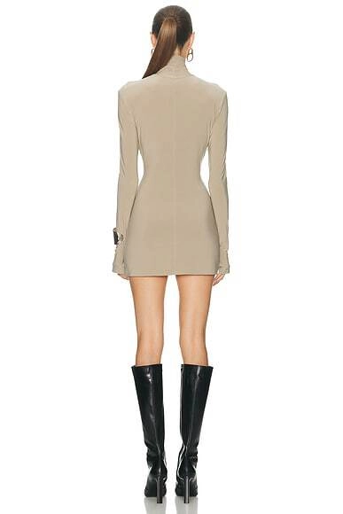 Norma Kamali Long Sleeve Slim Fit Turtleneck Pickleball Dress - Elm