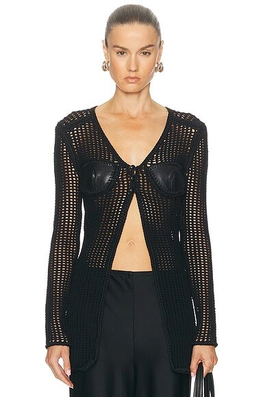 Alexander Wang Cardigan With Leather Bust Detail