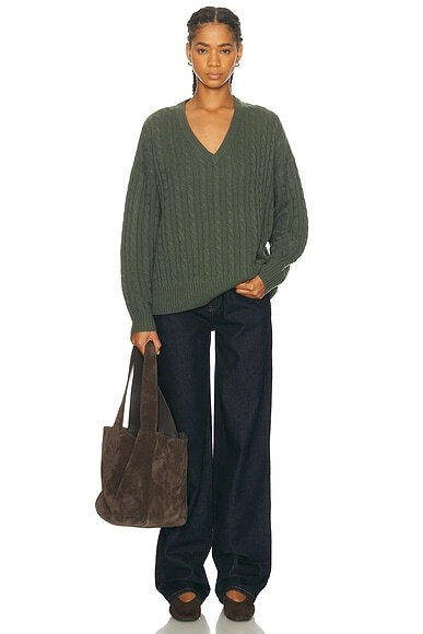 Jenni Kayne V-neck Cable Knit Sweater