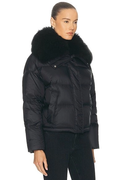 YVES SALOMON Short Down Jacket With Fur Trim