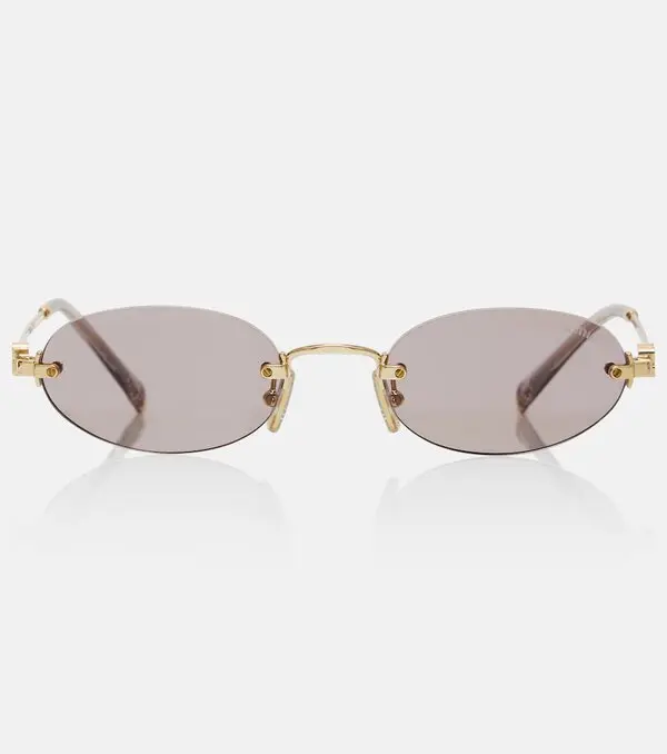 Miu Miu Oval Frame Sunglasses - Gold