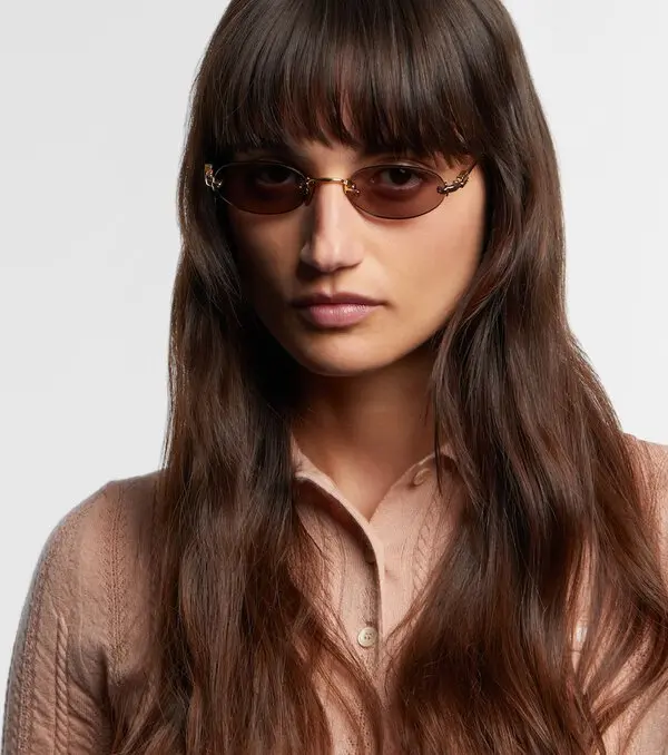 Miu Miu Oval Frame Sunglasses - Gold