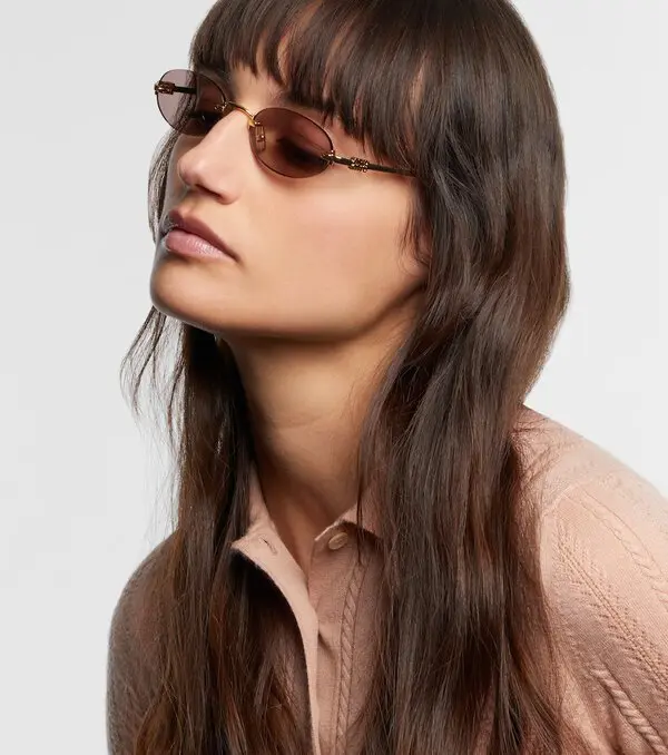 Miu Miu Oval Frame Sunglasses - Gold