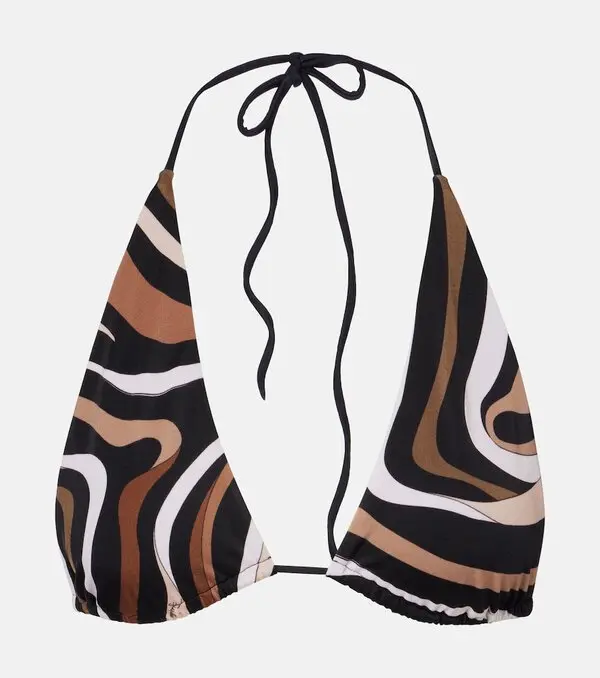 Emilio Pucci Marmo Triangle Bikini Top - Brown