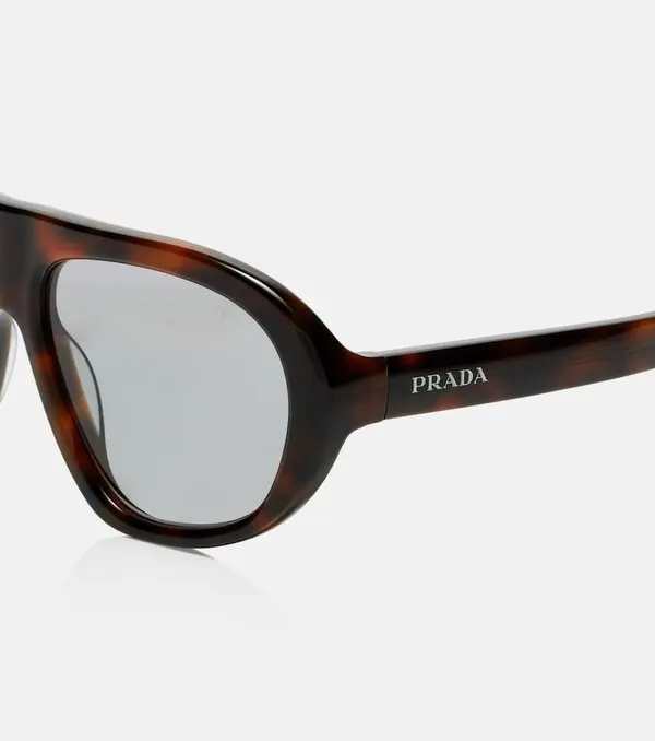 Prada Logo Aviator Sunglasses - Brown