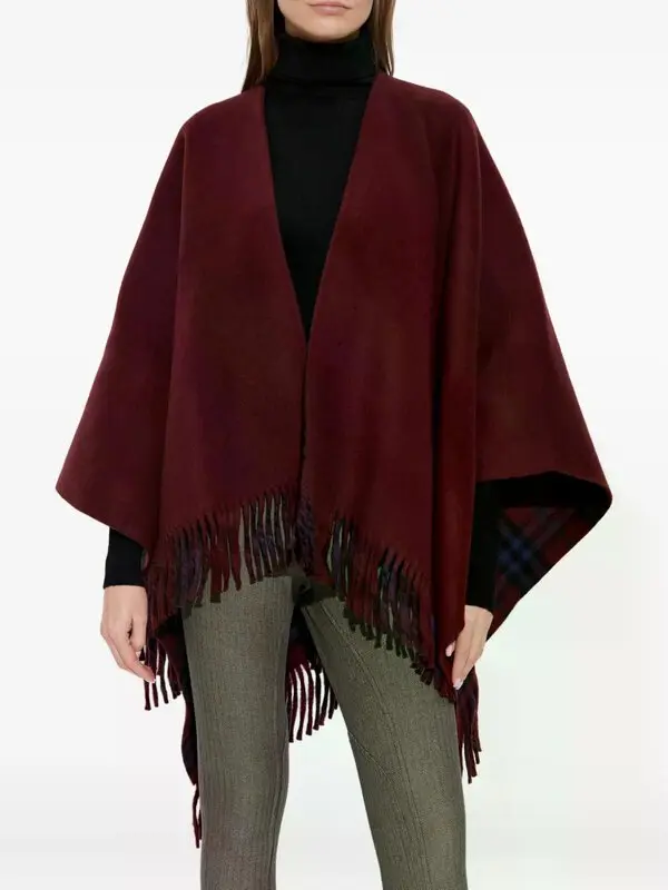 Burberry Reversible Fringed Wool Cape