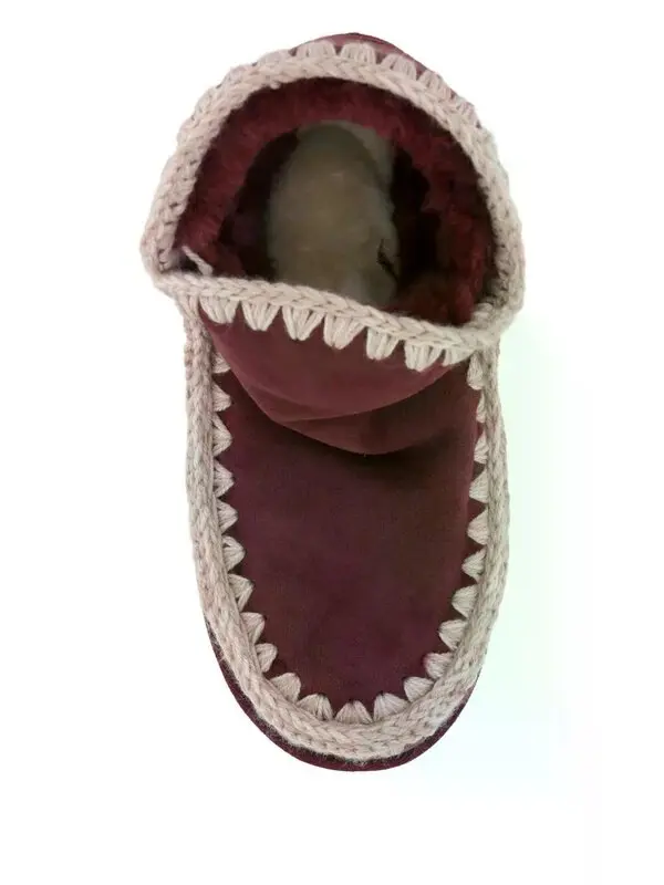 Mou Double-face Stitch Detail Boots - Red