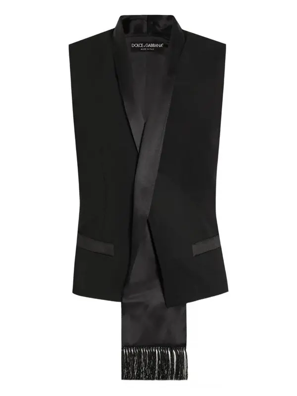 Dolce & Gabbana Satin Lapel Sleeveless Vest