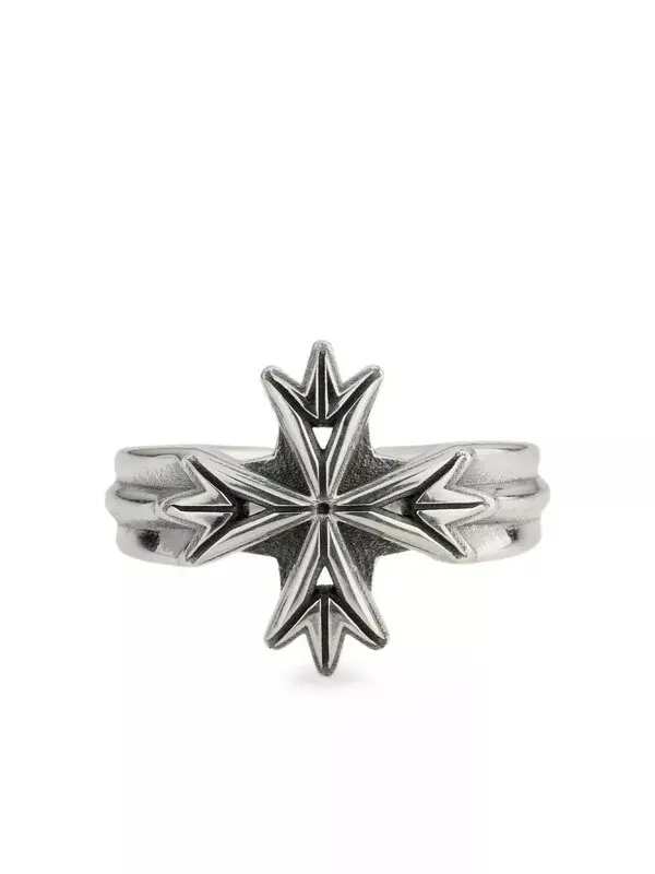 Emanuele Bicocchi Sterling Logo Cross Ring - Silver