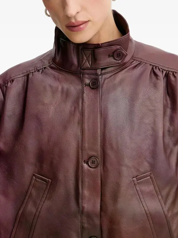 Bardot Clements Button-fastening Leather Jacket - Red