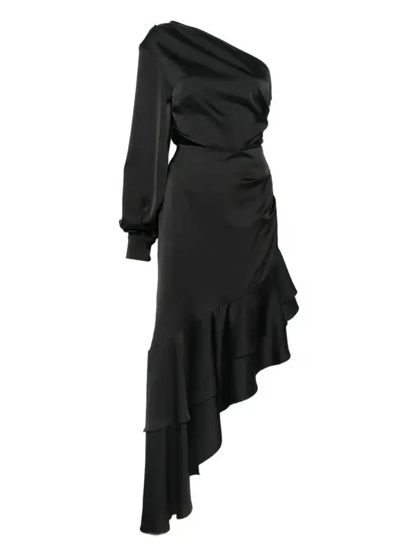 RHIZOME Aruna Ruffle-hem Midi Dress - Black