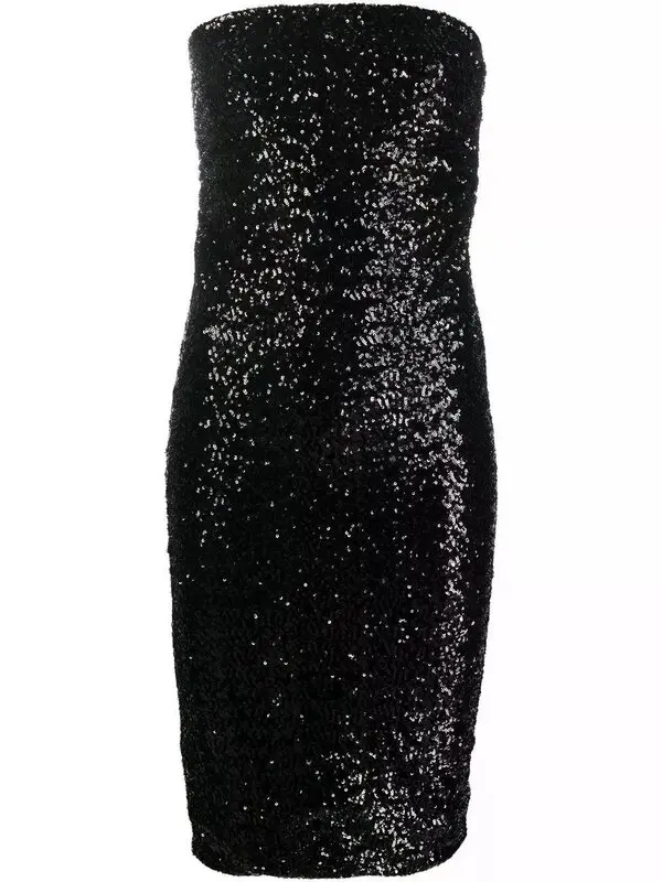 P.a.r.o.s.h Sequined Off-shoulder Knee-length Dress - Black