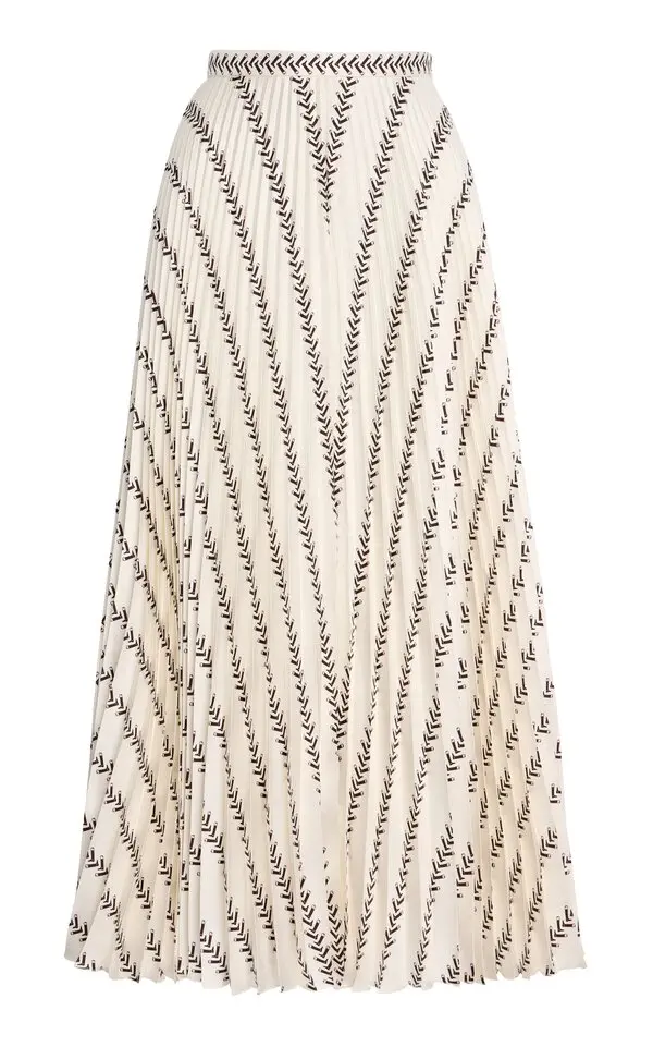 Gabriela Hearst Eames Silk Plissé Midi Skirt - Stripe