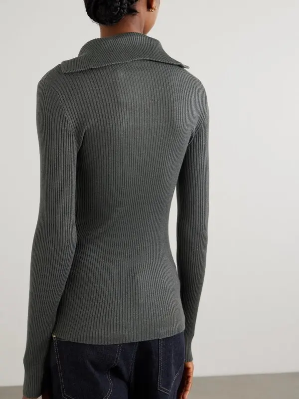 Brunello Cucinelli Ribbed Metallic Cashmere And Silk-blend Top