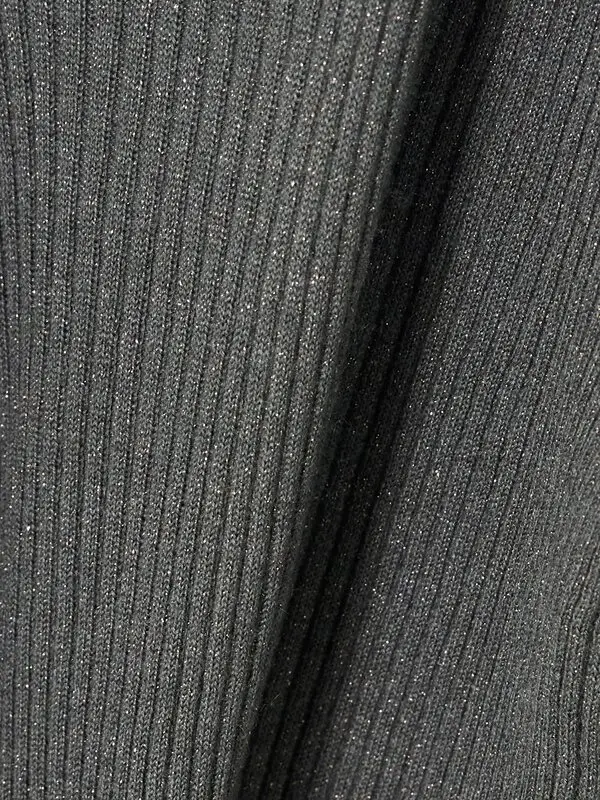 Brunello Cucinelli Ribbed Metallic Cashmere And Silk-blend Top