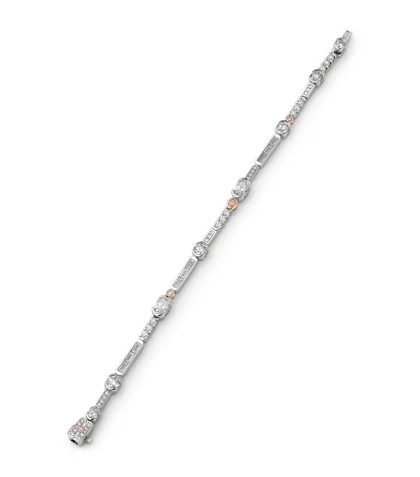 BOODLES Platinum, Rose Gold, And Diamond Tennis Bracelet - Silver