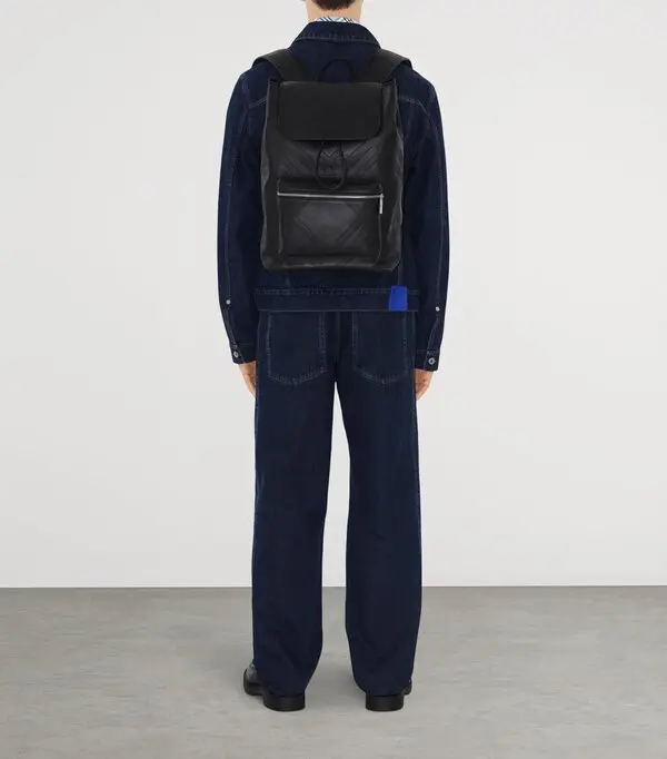 Burberry Leather Check-embossed Backpack