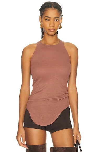 Rick Owens Ribbed Tank Top With Asymmetrical Hem