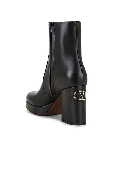 Valentino Garavani Fawcette Leather Platform Bootie - Nero