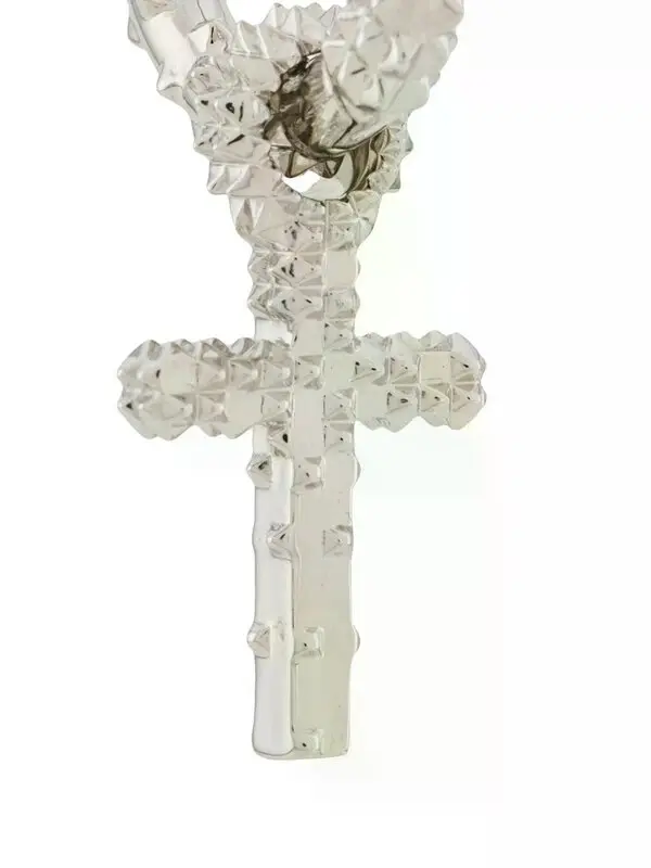 KASUN LONDON Sterling Cross Hoop Earring